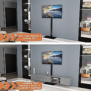 Universal Floor TV Stand with Mount 80 Degree Swivel Height Adjustable and Space Saving Design for Most 27 to 65 inch LCD, LED OLED TVs, Perfect for Corner & Bedroom HT1002B