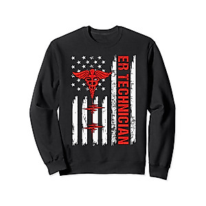 Emergency Room Technician ER Tech Technologist American Flag Sweatshirt
