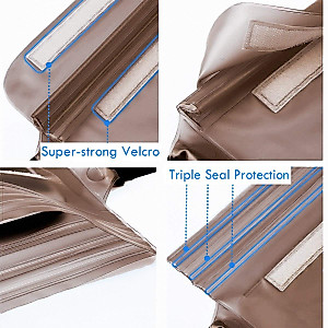 HEETA Waterproof Pouch, Screen Touch Sensitive Waterproof Bag Black & Gray L Bundle with 5-Pack Clear Waterproof Dry Bag