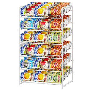 Simple Trending Can Rack Organizer, Stackable Can Storage Dispenser for Kitchen Cabinet or Pantry, White