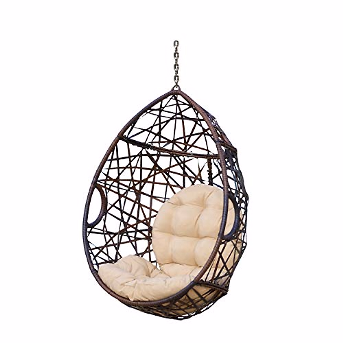 Christopher Knight Home Isaiah Indoor/Outdoor Wicker Tear Drop Hanging Chair (Stand Not Included), Multi-Brown and Tan