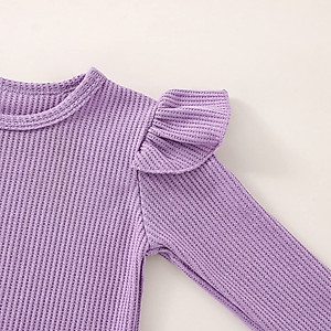FOCUTEBB Baby Girl Clothes Fall Winter Outfits 2-3 T Infant Toddler Girls Outfit Long Sleeve Sweatshirt Pocket Pants Bow Headband Cute Baby Girl Outfits Set Purple 2T 3T