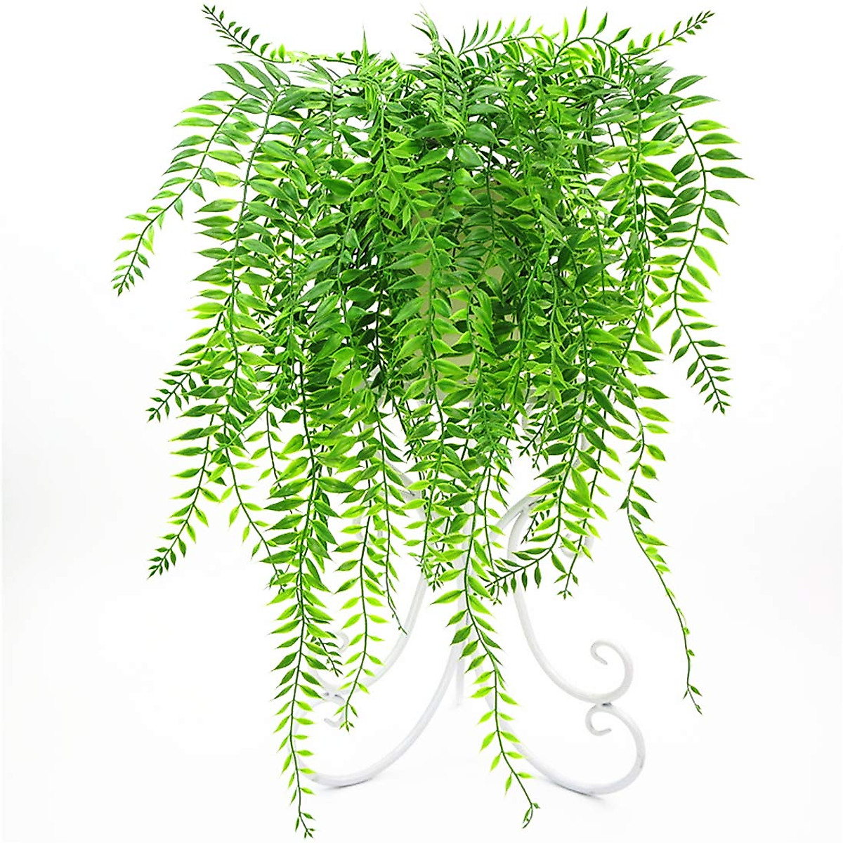 PASYOU Hanging Plant Fake Plants for Decoration, Artificial Vines Plastic Ivy Greenery Garland Decor Grass Faux Leaves Stems for Outdoor Indoor Outside Home Garden Party Office Wedding Vine - 4 Pack