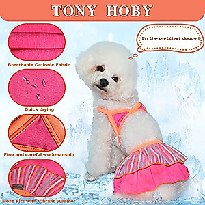 TONY HOBY Dog Swimsuit, Dog Bikini Swimming Dress, Dog Beach Dress in Seaside, Pool, Dog Bathing Suit for Small Medium Dog (3PCS, Orange, L)