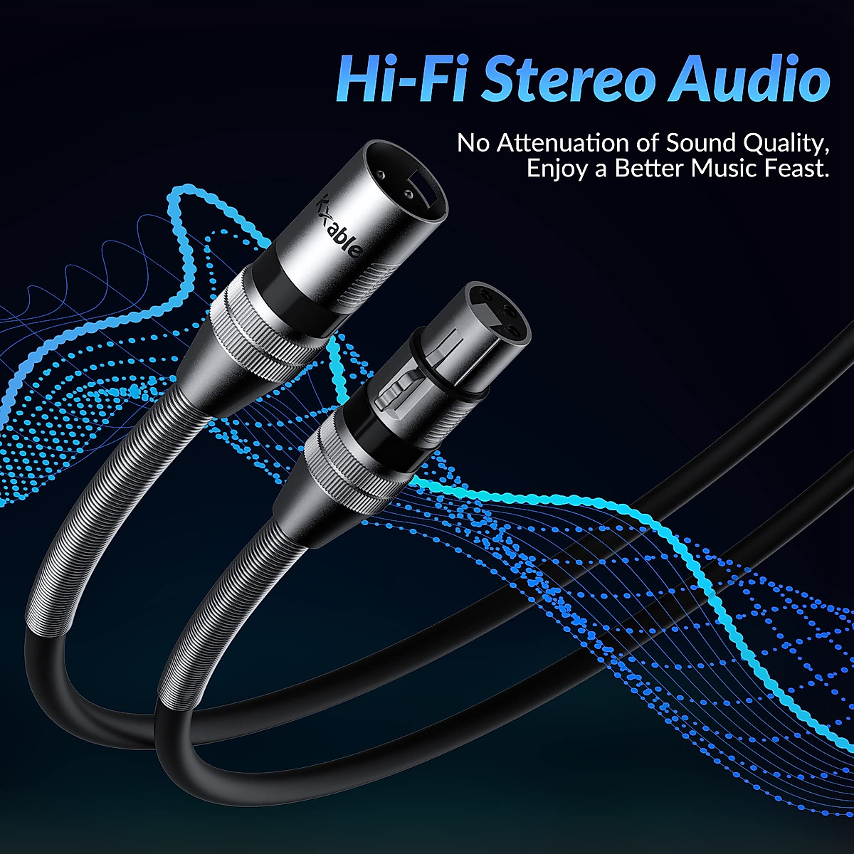 XLR to XLR Cable 100 Feet, Premium XLR Microphone Cable, Long Heavy Duty 22AWG OFC XLR Male to Female Cord, 3-Pin Shielded Mic Speaker Cable, Zinc Alloy Connectors, Metal Spring SR, Black