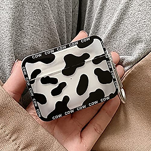 Lovmooful AirPods Case for Airpods Pro, Cute Clear Cow Print Pattern with Keychain for Women Girls Soft TPU Shockproof Protective Animal Print Cover Case for Airpod Pro- Cow Print