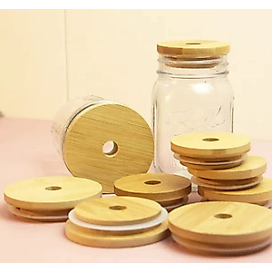 RANDY 4-Pack Beer Can Glass Cup, 16 oz Iced Coffee Drinking Cups with Bamboo Lid and Glass Straws, Glass Tumbler for Cocktail, Whiskey, Soda, Tea, Water