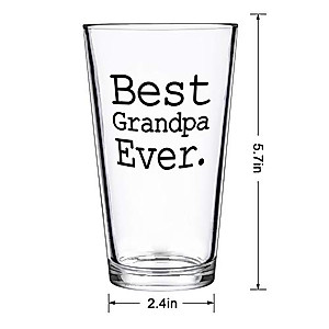 Modwnfy Best Grandpa Ever Beer Glass, Great Grandpa Beer Pint Glass for Men Grandpa Grandfather Husband Friend, Perfect Father Gift Idea for Christmas Birthday Father’s Day Retirement, 15 Oz