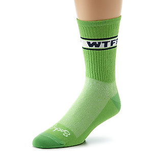 SockGuy Men's WTF Socks, Green, Sock Size:10-13/Shoe Size: 6-12