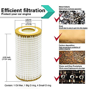 Oil Filter Fits for Mercedes-Benz C240 E320 C230 C300 C320 C350 E350 E500 Gl450 Sl500 Metal Free Replace Mann Engine Filter hu718/5x | Part No. 0001802609 1121840225 1121800009