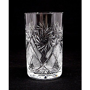 World Gifts Cut Crystal Drinking Glass for Hot/Cold Beverage Fits Russian Metal Glass Holder Podstakannik - USSR Soviet Glassware - 8.5 oz