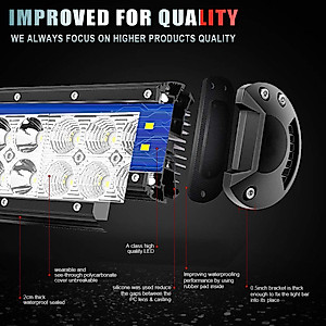 TURBO SII 12 Inch LED Light Bar Spot Flood Combo Beam 180W Double Row Light Bar Off Road Driving Led Work Lights for UTV ATV Truck Boat Waterproof