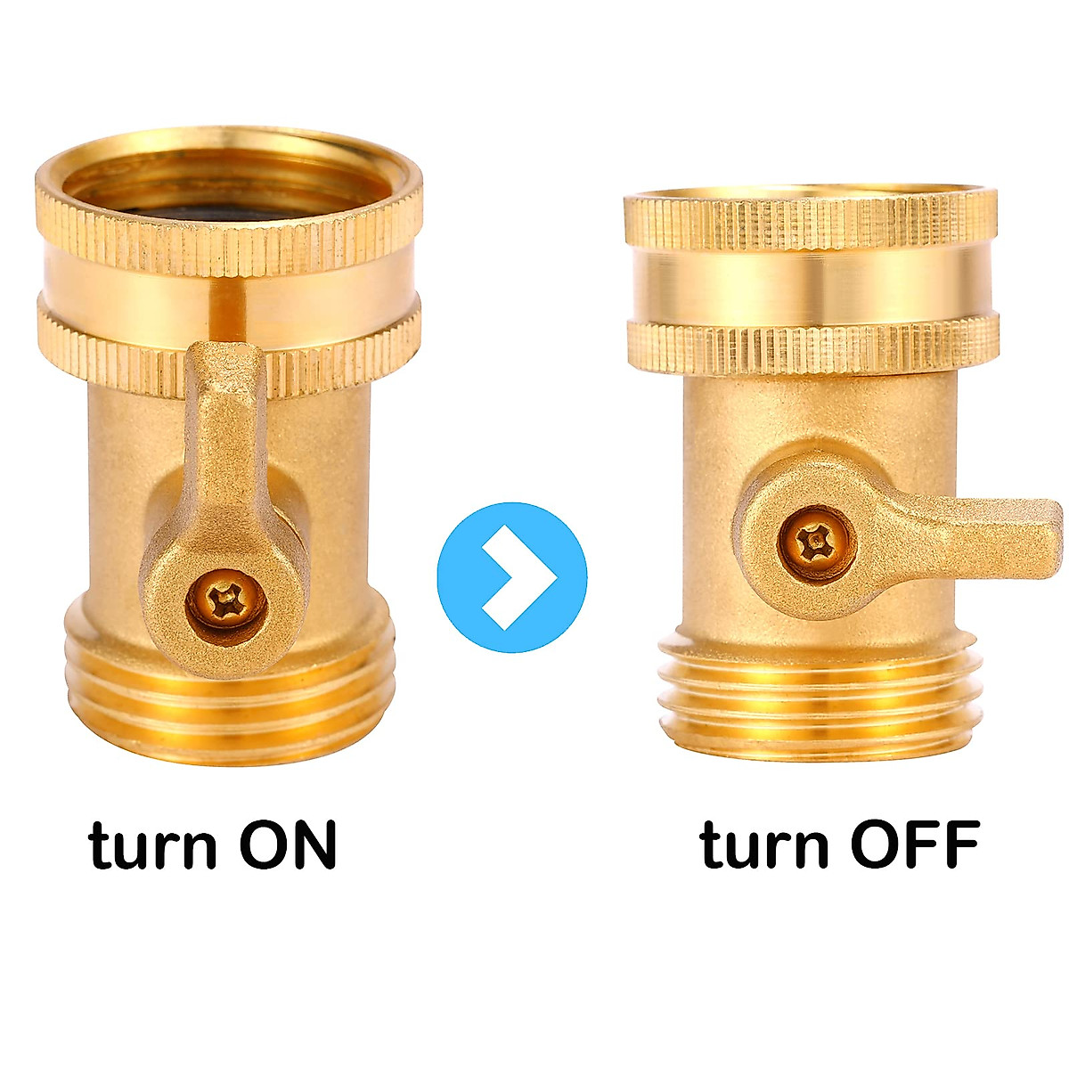Sanpaint Water Hose Shut Off Valve, Heavy Duty 3/4 Inch Solid Brass Garden Hose Connector