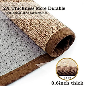 PurrNbark Cat Scratcher for Indoor Cats 23.6 x 15.7 Inch Natural Sisal Cat Scratch Pad Thickened Cat Scratch Mat Durable Scratching Board No Mess