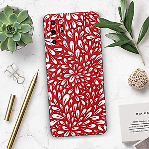 DesignSkinz Red Vector Floral Sprout Protective Vinyl Decal Wrap Skin Cover Compatible with The Samsung Galaxy S20 (Screen Trim & Back Glass Skin)