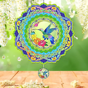 Hummingbird Wind Spinners for Yard and Garden,3D Wind Spinner, 12 inch Metal Wind Sculpture Stainless Steel Wind Catchers for Outdoor Indoor Crafts Ornaments Decoration Gifts(Hummingbird)