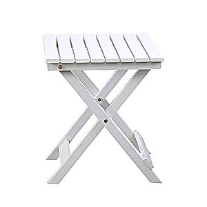 B&Z KD-40W Folding Wood Side Table Adirondack Portable Square 15.4" D x 15.4" W x 18.3" H Outdoor (White)