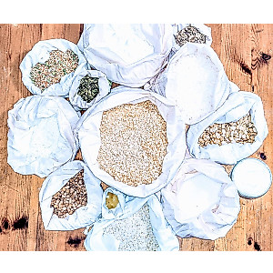 Reusable Produce Bags Washable, Muslin Bags with Drawstrings Set of 6, Veggie Bags, 100% Organic Cotton, Foldable Vegetable Shopping Bags, Muslin Bread Bags, Reusable Bulk Bags for Grains(2L, 2M, 2S)