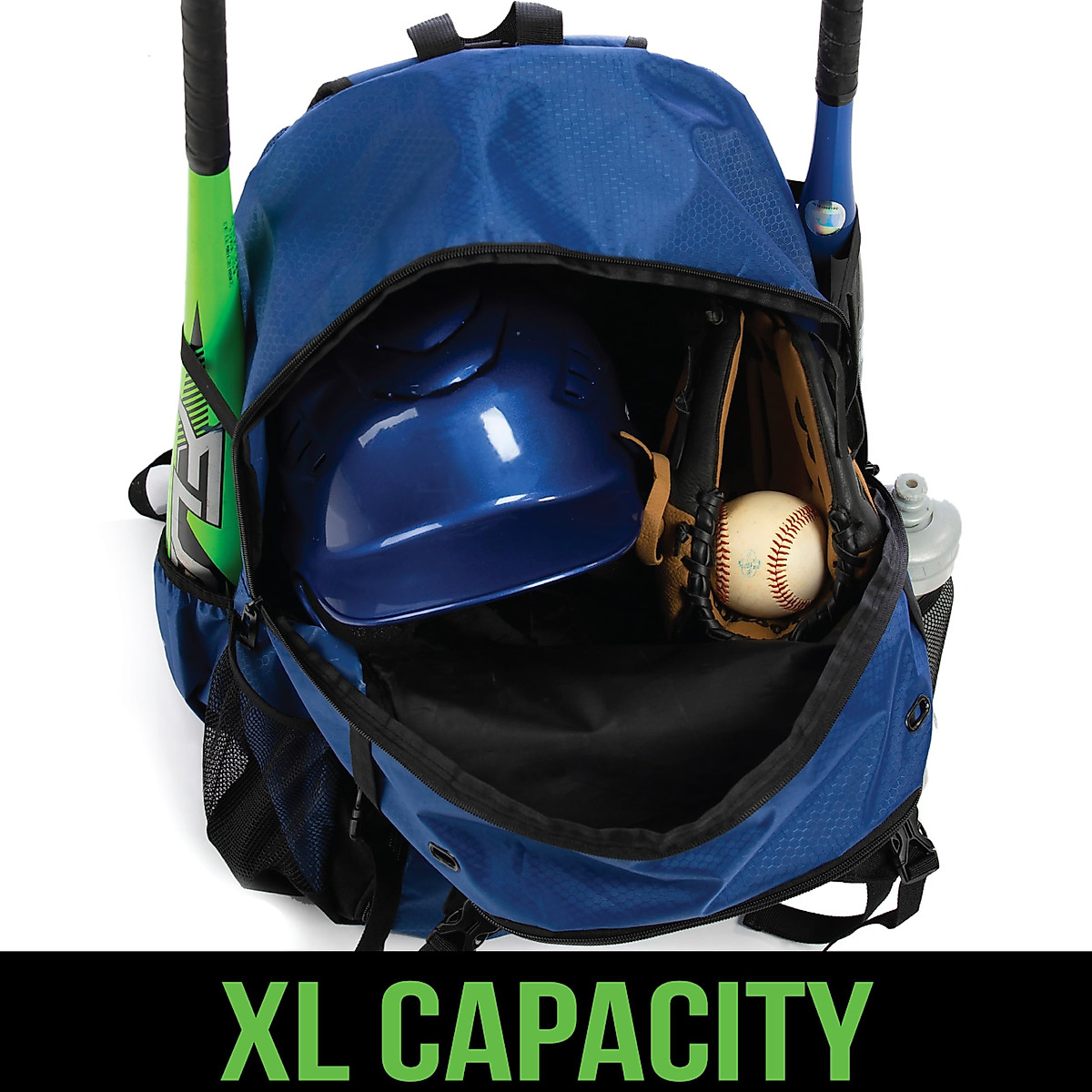 Athletico Advantage Baseball Bag - Baseball Backpack with External Helmet Holder for Baseball, T-Ball & Softball Equipment & Gear for Youth and Adults | Holds Bat, Helmet, Glove, Shoes (Blue)