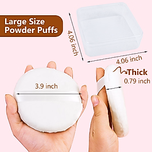 3 Pack Extra Large Body Powder Puff and Container, Soft Cotton Powder Puffs 4.13 Inch Dusting Powder Container with Puff Washable Round Powder Puffs for Woman Baby Body Face Loose Dusting Powde