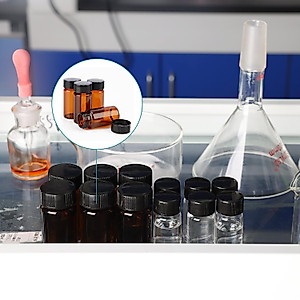 stonylab Brown Glass Sample Vials with Cap, Screw Cap Sample Vials Amber Glass Liquid Sampling Bottle Reagent Bottle with Screwcap, Capacity 20 ml / (0.6 oz), Pack of 20