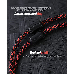 RCA Cable, 2RCA Male to 2RCA Male Stereo Audio Cables 【Hi-Fi Sound】Braided RCA Stereo Cable for Home Theater, HDTV, Amplifiers, Hi-Fi Systems, Car Audio, Speakers (6.6FT)