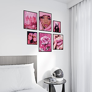 EXCOOL CLUB Pink Room Decor Aesthetic - 12x16 Baddie Room Decor Y2k Collage, Hot Pink Wall Art Prints, Pink Pictures Wall Decor, Trendy Pink Poster Neon Pink Decor for Teen Girls Dorm (UNFRAMED)