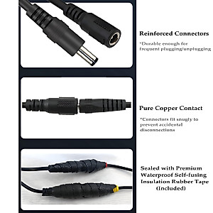 Igreeman DC Power Extension Cable, Male to Female DC Barrel Jack 5.5mm x2.1mm Extension Cord, 10ft 18AWG Pure Copper Wires, 2-Pack, 5-48V,5A:for CCTV Surveillance, Led Lighting, Solar Pannel and More