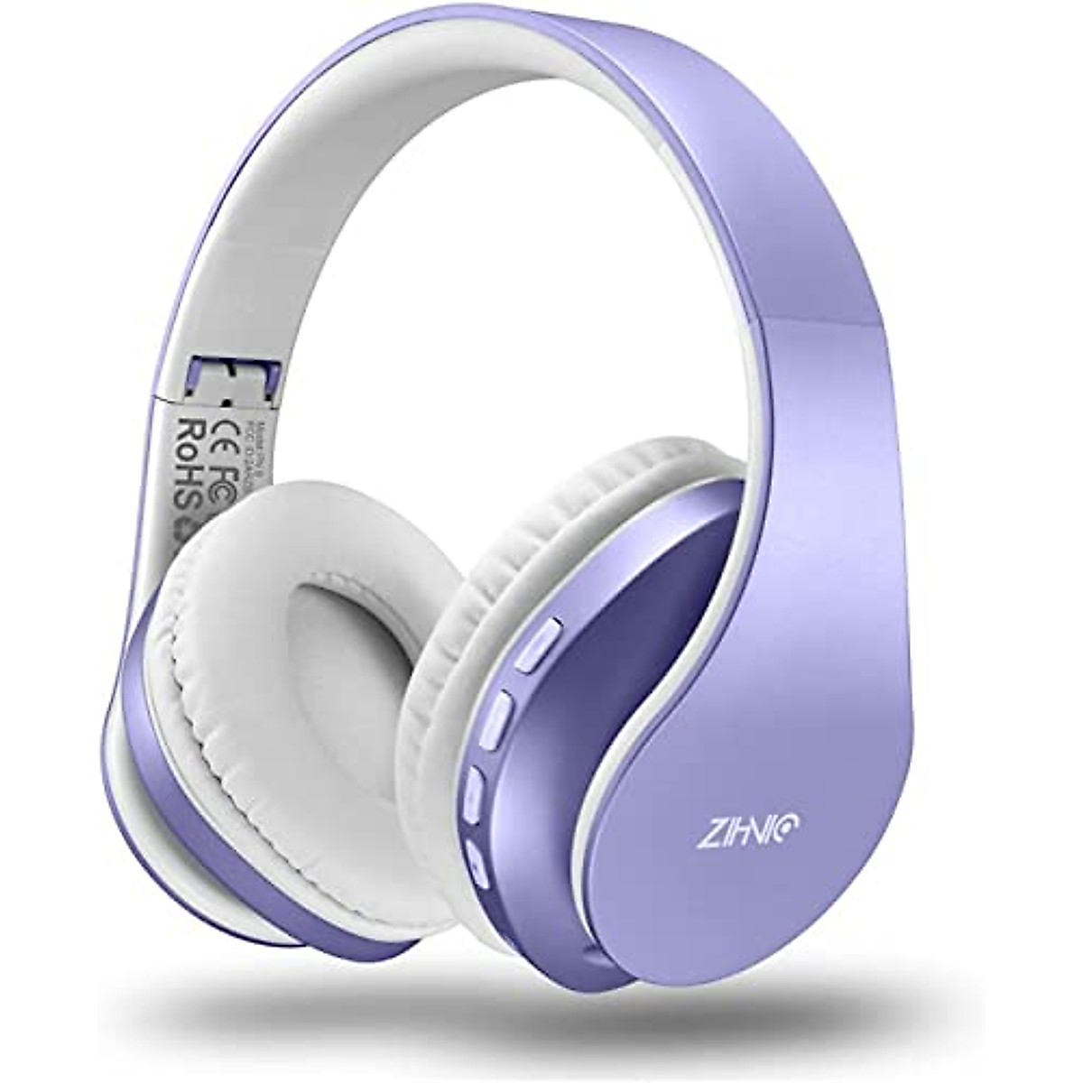 ZIHNIC Bluetooth Headphones Over-Ear, Foldable Wireless and Wired Stereo Headset Micro SD/TF, FM for Cell Phone,PC,Soft Earmuffs &Light Weight for Prolonged Wearing (Purple)
