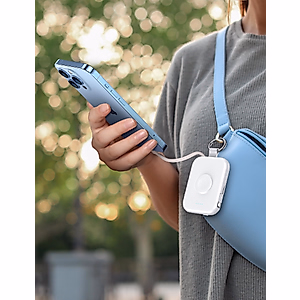 RORRY Portable Apple Watch Charger,5000mAh iWatch Wireless Charger Power Bank with Built-in Cable,Travel Keychain Charger for Apple Watch 9/Ultra2/8/Ultra/7/6/Se/5/4/3,iPhone 15/14/13/12/11 (White)