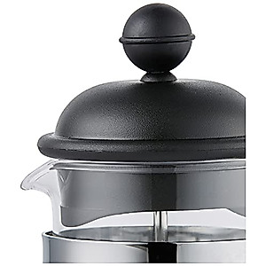 Bodum Caffettiera French Press Coffee Maker, Black Plastic Lid and Stainless Steel Frame, 3-Cup, 12-Ounce