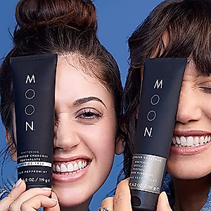 MOON Charcoal Whitening Stain Removal Toothpaste, Fluoride-Free, Lunar Peppermint Flavor for Fresh Breath, for Adults 4.2oz (2 Pack)
