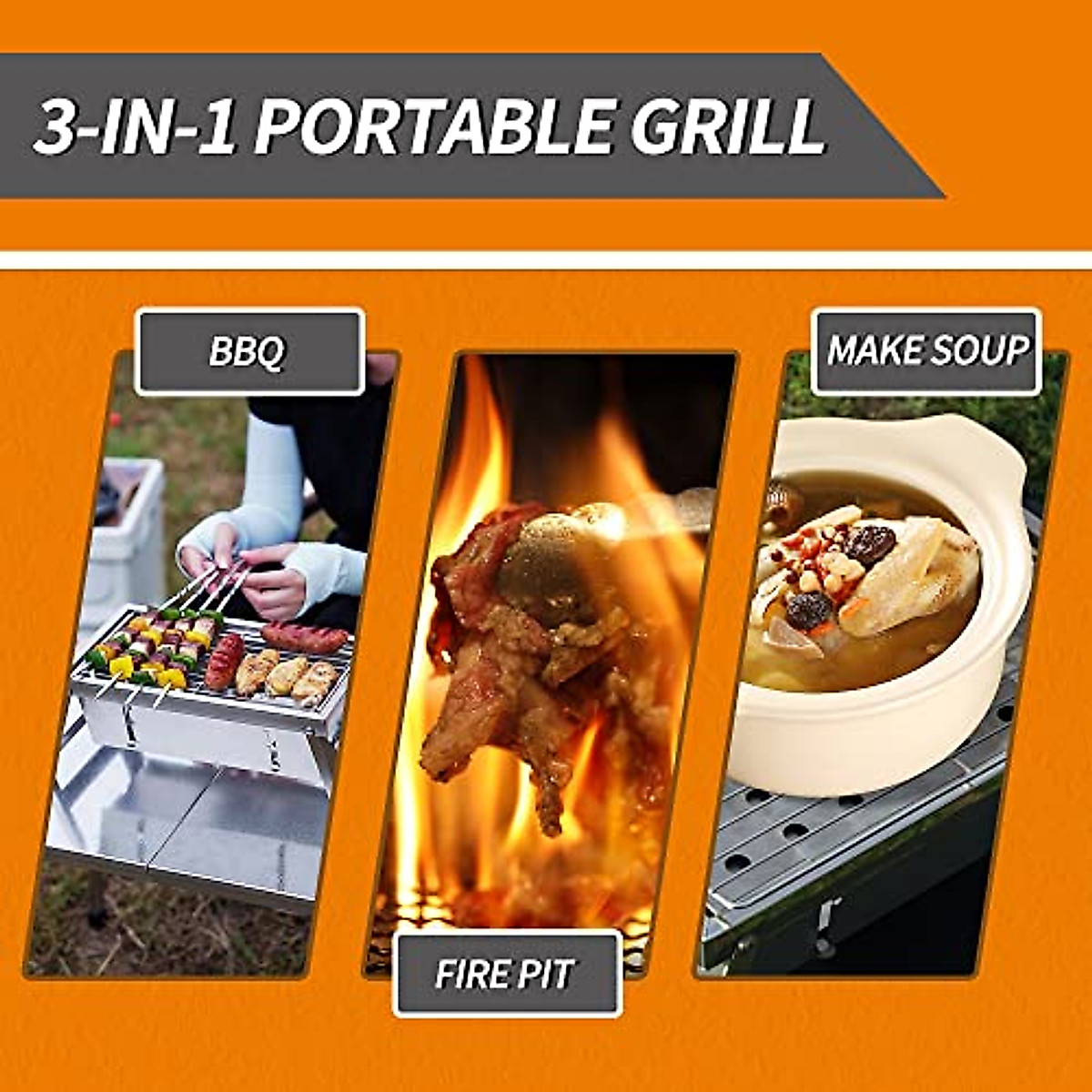 𝗕𝗮𝗿𝗯𝗲𝗰𝘂𝗲 𝗚𝗿𝗶𝗹𝗹𝘀,Portable 𝗖𝗵𝗮𝗿𝗰𝗼𝗮𝗹 Small Grill Foldable Grill for Travel, grills outdoor cooking, 𝐂𝐚𝐦𝐩𝐢𝐧𝐠 𝐬𝐦𝐨𝐤𝐞𝐫 𝐁𝐁𝐐 𝐆𝐫𝐢𝐥𝐥𝐬, Stainless Steel Table Top Grill Charcoal for Outdoor Cooking,Camping,Backyard Barbecue 。