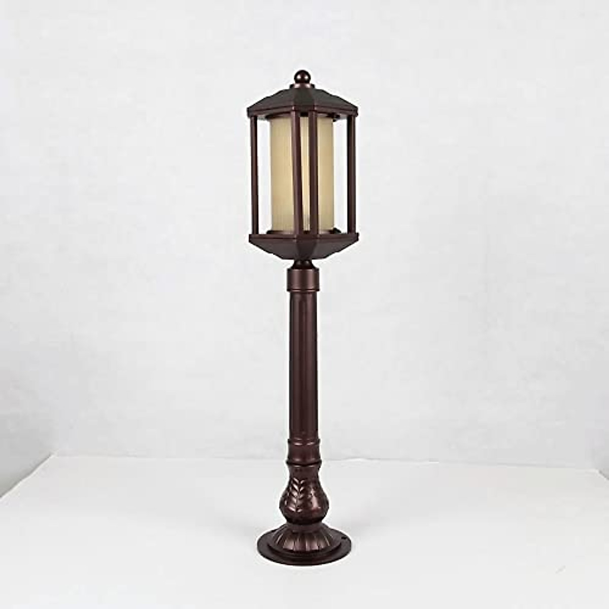 MODEBHD European Outdoor Glass Pillar E27 Lantern Lawn Lights Garden Lawn Lamps 0.8M Waterproof Landscape Lighting Post Light Park Floor Lamp Street Post Light Decoration Illumination, Brown