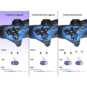 eXtremeRate Clicky Hair Trigger Kit for PS4 CUH ZCT2 Controller Shoulder Buttons, Custom Flashshot Trigger Stop Flex Cable for PS4 Slim Pro Controller JDM-040/050/055