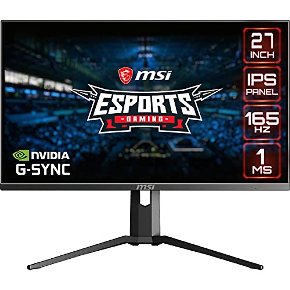 MSI MAG273R2, 27" Gaming Monitor, 1920 x 1080 (FHD), IPS, 1ms, 165Hz, G-Sync Compatible, HDR Ready, HDMI, Displayport, Tilt, Height Adjustable, Black