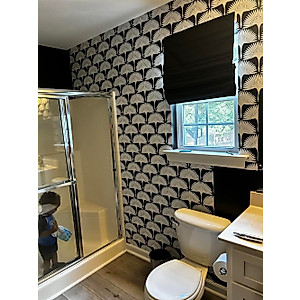 MOENMOAI Black and White Wallpaper Self-Adhesive Black Feather Removable Peel and Stick Wallpaper Bedroom Wallpaper Furniture Countertop Shelf Contact Paper 17.71"x78.7"