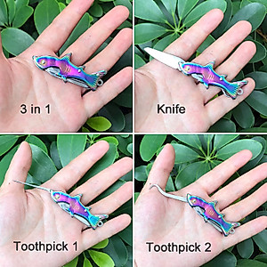 Juzpio Mini Multitool Pocket Knife with Toothpick and Bottle Opener, Small Folding Knife ( Stainless Steel