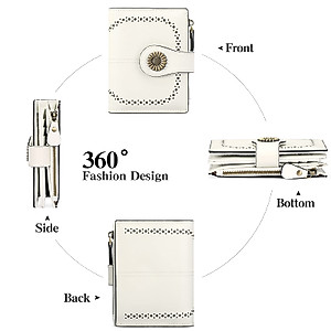 SENDEFN Small Wallets for Woman RFID Blocking Leather Bifold Credit Card Holder Purse with ID Window