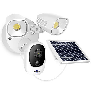 Hiseeu Solar Powered Floodlight Camera Wireless Security Camera,12000mAh Rechargeable Batteries High Brightness LED,Color Night Vision,IP66 Waterproof,1080P,Motion Detection,2-Way Audio,Cloud Storage