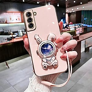 Fold Bracket Case for Samsung Galaxy S23 S22 Note20 S21 S20 Ultra Plus FE A73 A53 A72 A52 Cover with Lanyard,Pink GS,for Samsung A51 4G