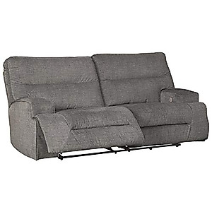Signature Design by Ashley Coombs Contemporary 2 Seat Power Reclining Sofa, Gray