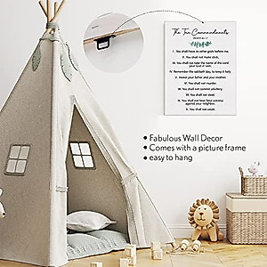 the Ten Commandments Bible Verse Canvas Painting Framed Wall Art Decor for Living Room Bedroom, Exodus 20:1-17 Christian Scripture Canvas Poster Print Decorative Gift