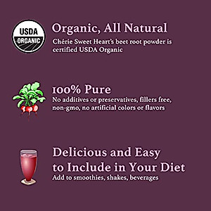 Organic Beet Root Powder (1 LB) by Chérie Sweet Heart, Raw & Non-GMO