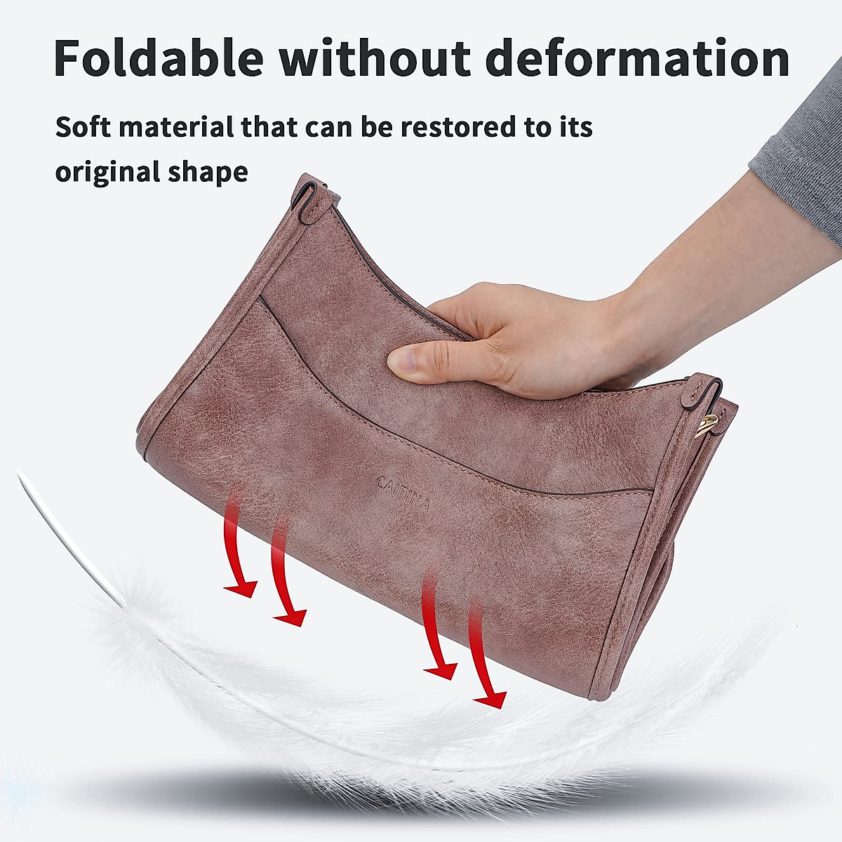 Caitina Women's Shoulder Handbags Trendy Vegan Leather Crossbody Bag Purses For Women,with 2PCS Adjustable Strap Hobo Handbag(Mod Pink)