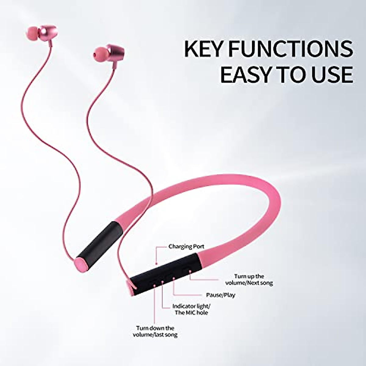 QINCHUANG Bluetooth Headphones 5.3 Wireless Earbuds IPX5 Waterproof & 12Hrs Long Battery Stereo Bass Earphones with UBS Body Running Headset with Gift Box Packaging for Workout Gym Sports Gift Black