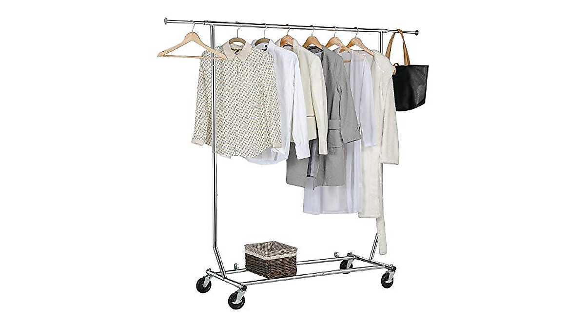 Yaheetech Heavy Duty Adjustable Commercial Grade Garment Rack Rolling ...