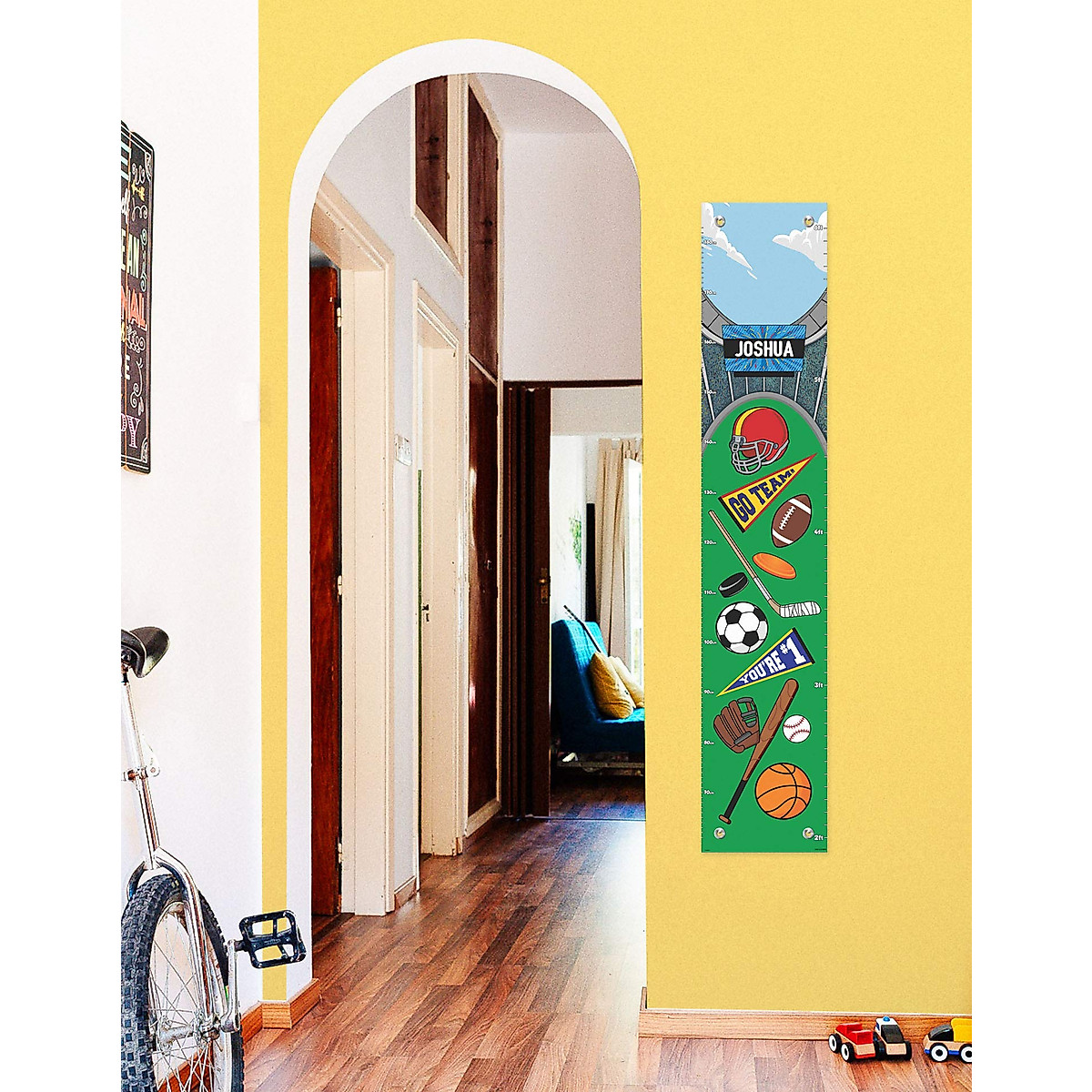 Kid Room Decor Kid Growth Chart Sports Theme Gifts Child Measurement Chart Personalized Growth Chart