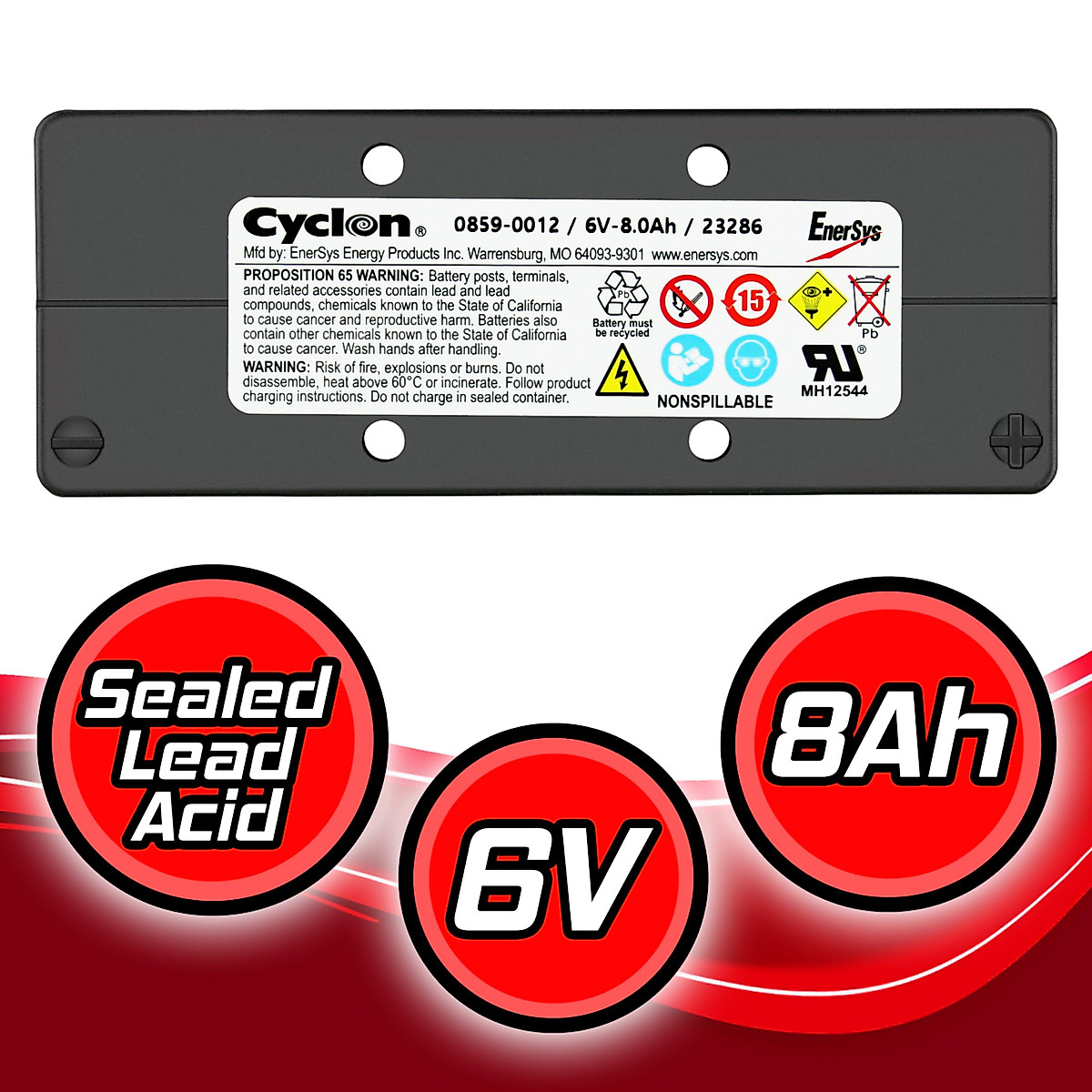 0859-0012 8.0 Ah for All vendor 6.0 Volt Batteries