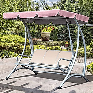 Swing Canopy Replacement, 3 Seater Patio Swing Cover Waterproof Replaceable Swing Canopy,Swing Ceiling Replacement Cover,210D Silver-Coated Oxford Fabric
